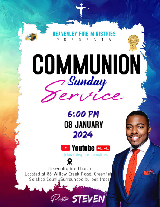 Maximalist Communion Sunday Service Flyer (us Letter) Template | PosterMyWall