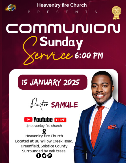 Maximalist Communion Sunday Service Flyer (us Letter) Template | PosterMyWall