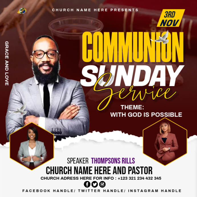 Maximalist Communion Sunday Service Instagram Post Templat | PosterMyWall
