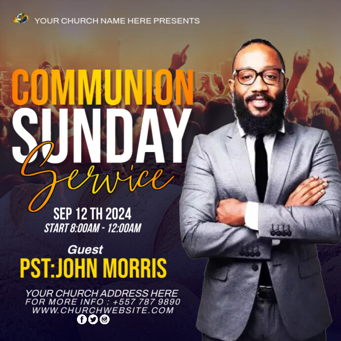 Maximalist Communion Sunday Service Instagram Post Template | PosterMyWall
