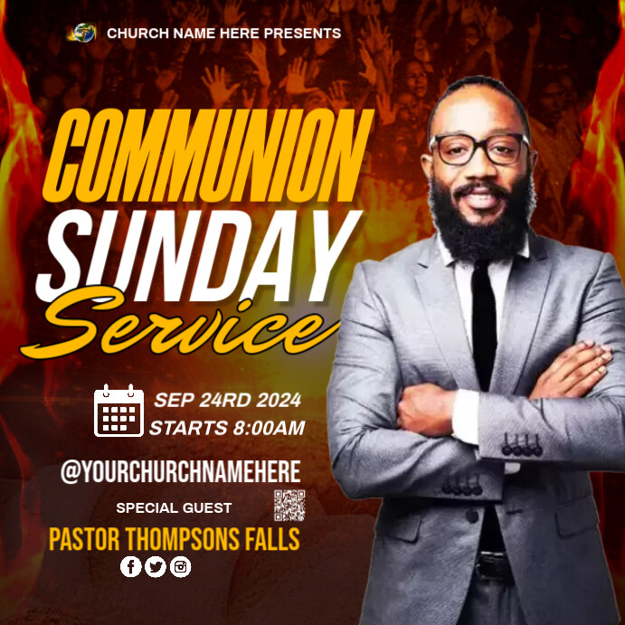 Maximalist Communion Sunday Service Instagram Post Template | PosterMyWall