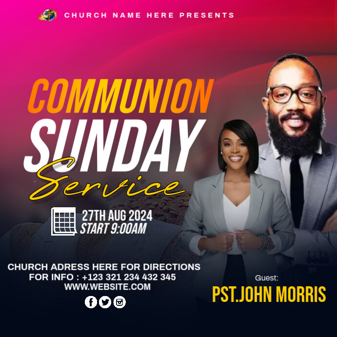 Maximalist Communion Sunday Service Instagram Post Template | PosterMyWall