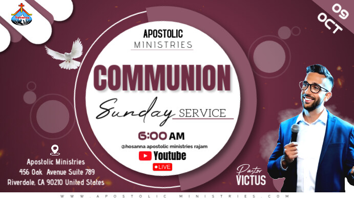 Copy of Maximalist Communion Sunday Service Youtube Thumbnail | PosterMyWall