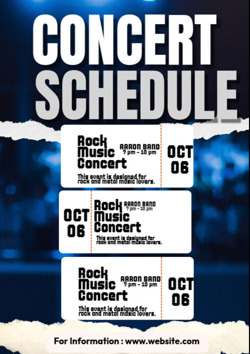 Maximalist Concert Schedule A4 Template | PosterMyWall