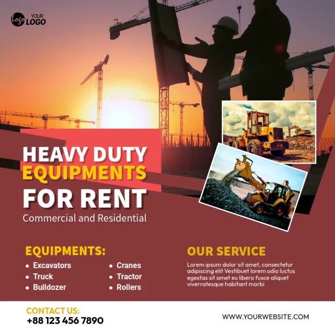 Copy of Maximalist Construction Equipment Rental Banner Instagram Post ...
