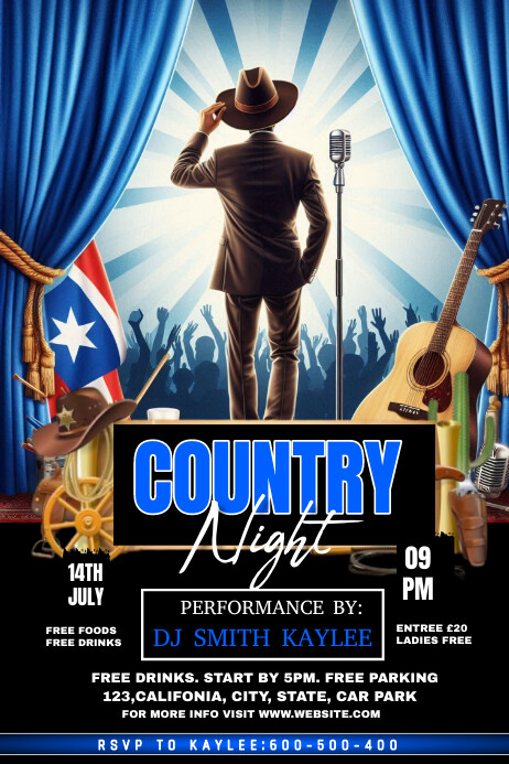 Maximalist Country Night Invitation Template | PosterMyWall