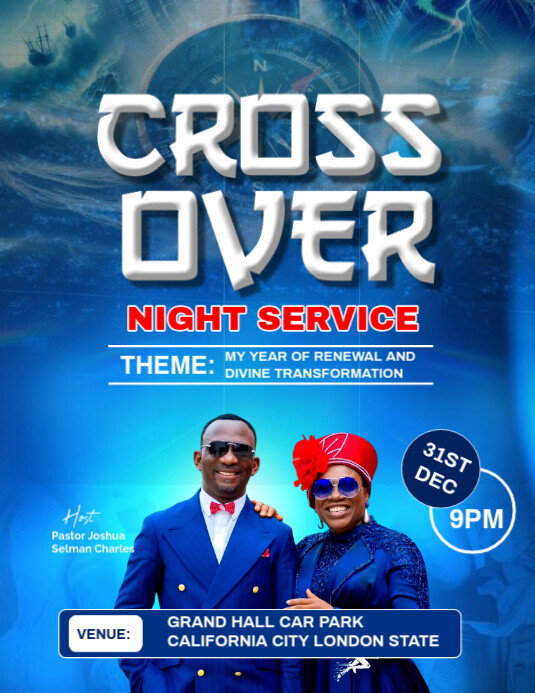 Copy of Maximalist Cross Over Night Service Template Design Flyer (us ...