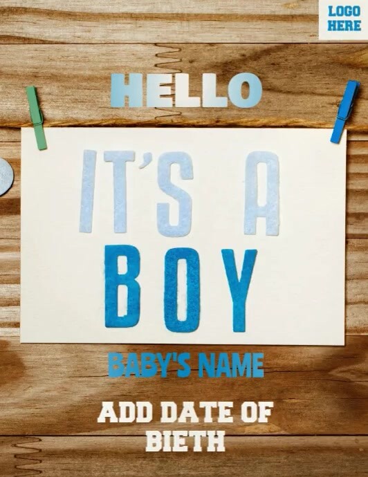 Copy of Maximalist Customizable Baby Boy Birth Announcement Poster ...