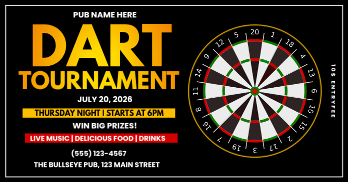 Maximalist Darts Tournaments Game Facebook Shared Image Template ...
