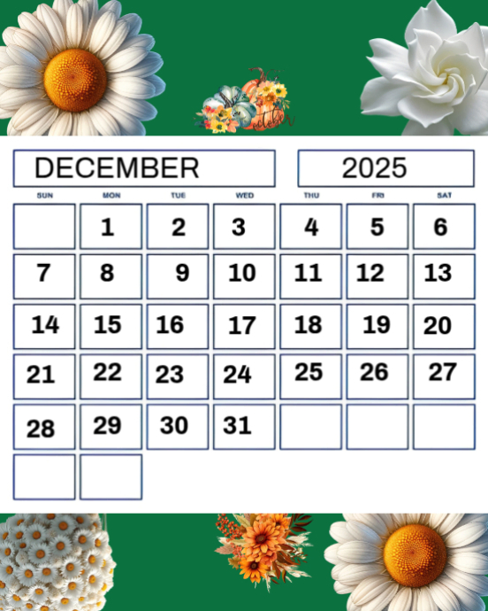 Maximalist December Calendar Flyer Template Instagram Portrait ...