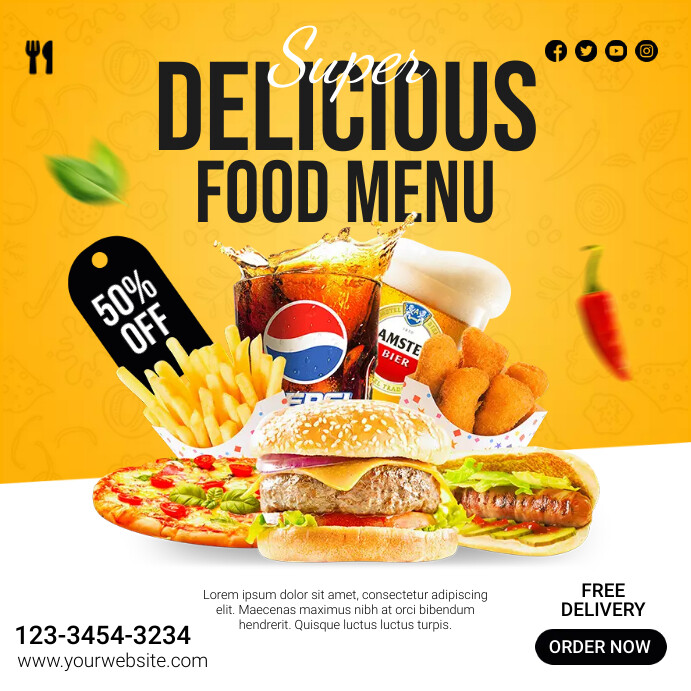 Maximalist Delicious Food Instagram Post Template | PosterMyWall