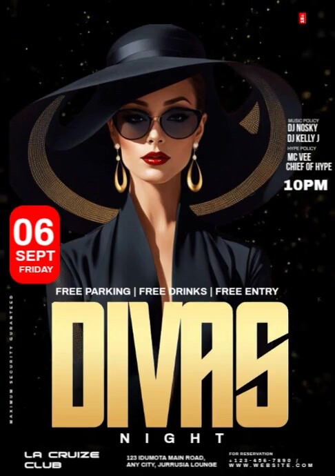 Plantilla de Maximalist Divas Night A4 | PosterMyWall