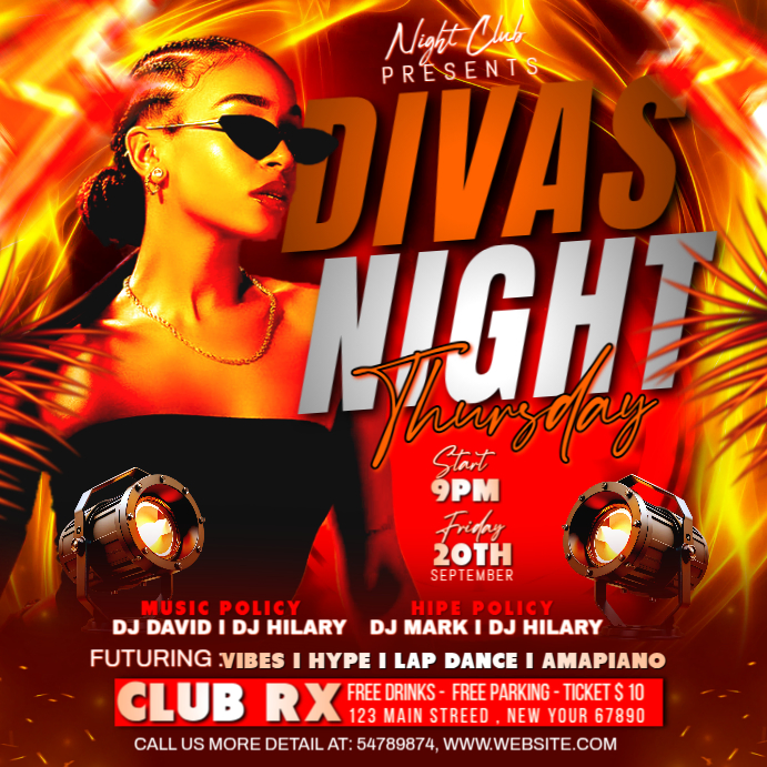 Plantilla de Maximalist Divas Night Party Flyer Instagram Post ...