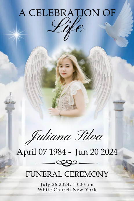 Maximalist Dove And Sky Funeral Program Poste Template | PosterMyWall