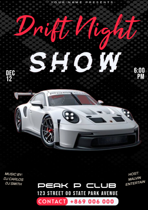Maximalist Drift Night A4 Template | PosterMyWall