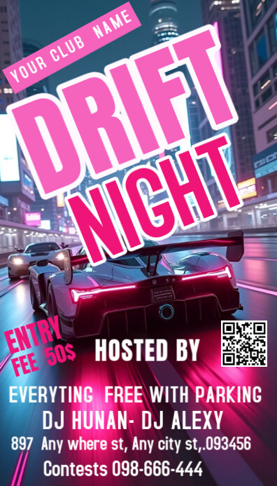 Maximalist Drift Night Business Card Template | PosterMyWall