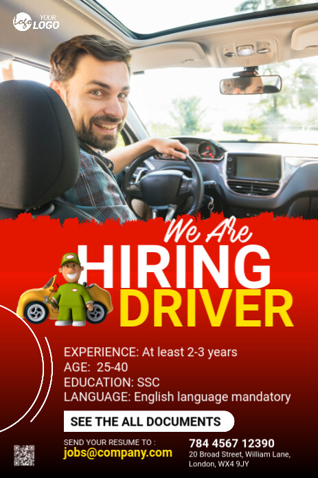 Maximalist Driver Hiring Banner Ad Pinterest Graphic Template ...