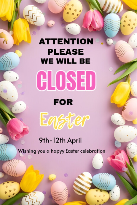 Maximalist Easter Closed Poster Template | PosterMyWall