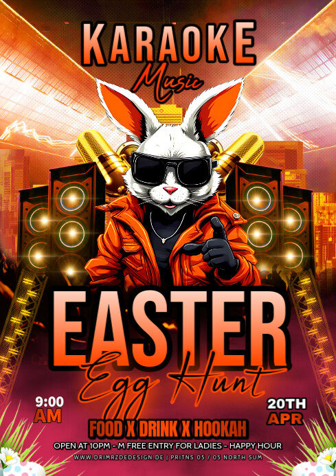 Maximalist Easter Karaoke Party A4 Template | PosterMyWall
