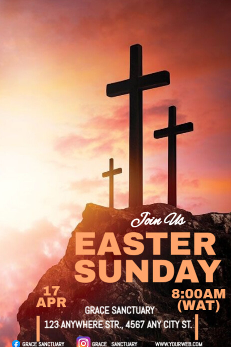 Maximalist Easter Sunday Service Poster Template | PosterMyWall
