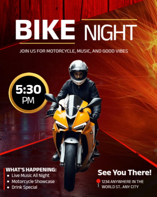 Plantilla de Maximalist Editable Modern Motorcycle Bike Night Flyer ...