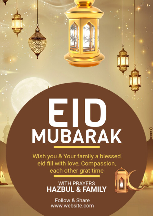 Maximalist Eid Greetings Flyer Template A3 | PosterMyWall