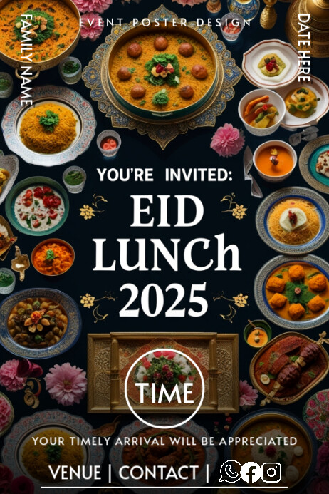 Copy of Maximalist Eid Lunch Invitation Poster – Traditional Family ...