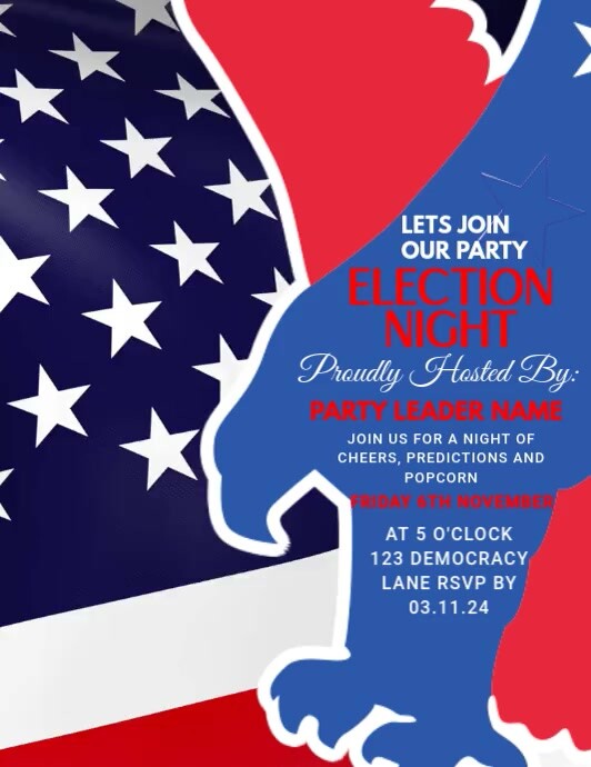 Maximalist Election Watch Party Invitation Flyer (us Letter) Template ...