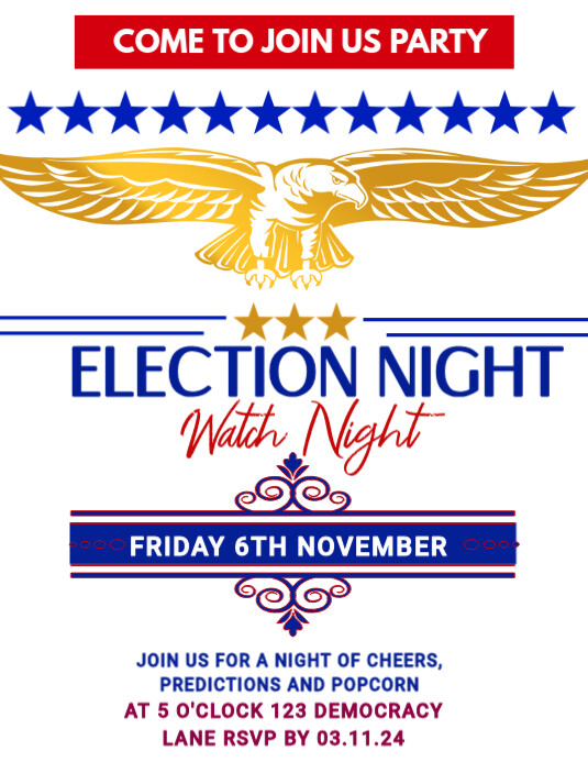 Maximalist Election Watch Party Invitation Flyer (us Letter) Template ...