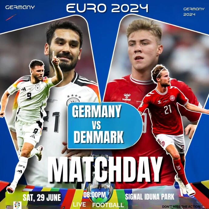 Maximalist Euro 2024 Germany Vs Denmark Round Template | PosterMyWall