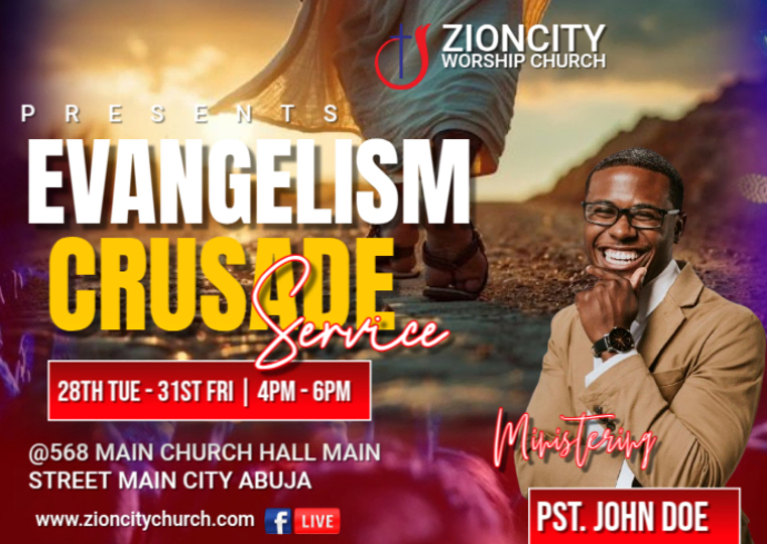 Maximalist Evangelism Crusade Service Postcard Template | PosterMyWall