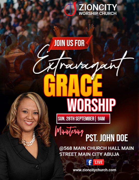 Maximalist Extravagant Grace Service Flyer (us Letter) Template ...