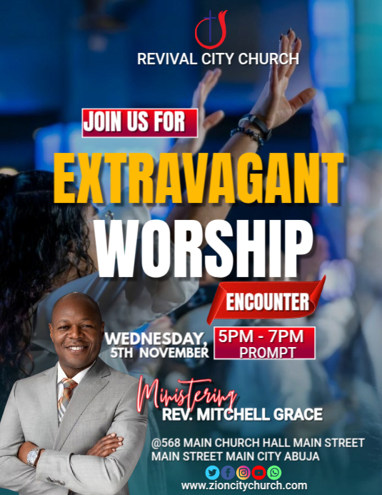 Maximalist Extravagant Worship Service Flyer (us Letter) Template ...