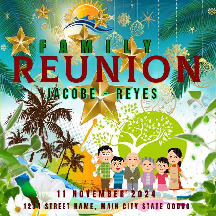 Maximalist Family Reunion Instagram Post Template | PosterMyWall