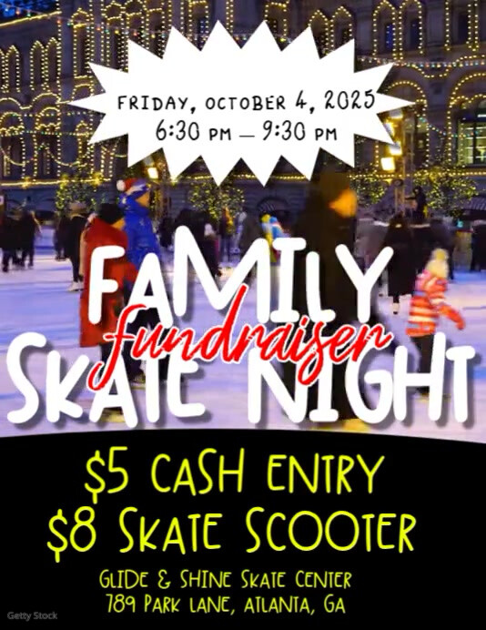 Maximalist Family Skate Night Fundraiser Flyer (us Letter) Template ...