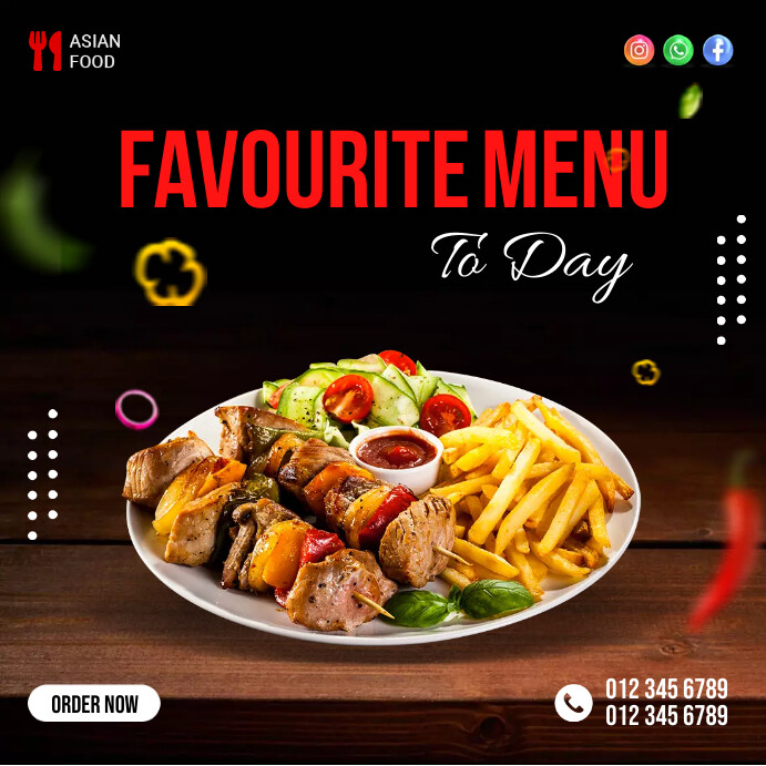 Maximalist Favourite Menu Instagram Post Template | PosterMyWall