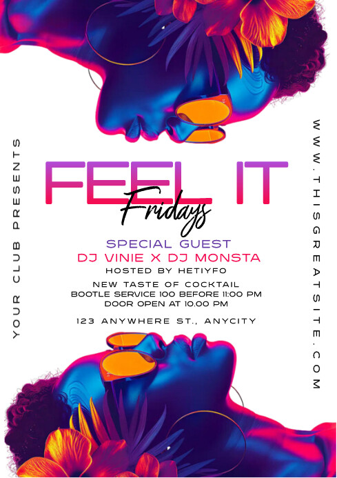 Maximalist Feel It Fridays Party A4 Template | PosterMyWall