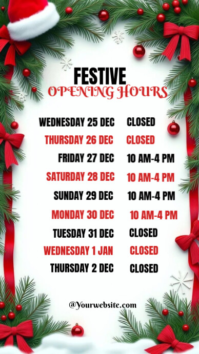 Copy of Maximalist Festive Opening Hours Online Design Flyer/template ...