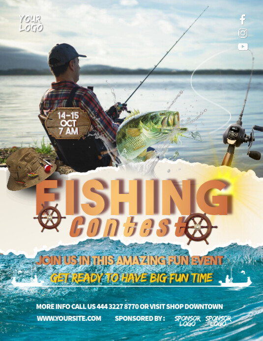 Maximalist Fishing Contest Flyer Flyer (us Letter) Template | PosterMyWall