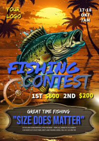 Blue Maximalist Fishing Contest A4 Template | PosterMyWall