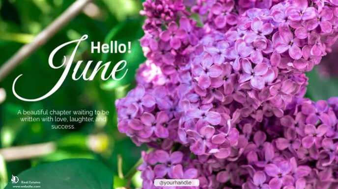 Maximalist Floral Hello June Display (16:9) Template | PosterMyWall