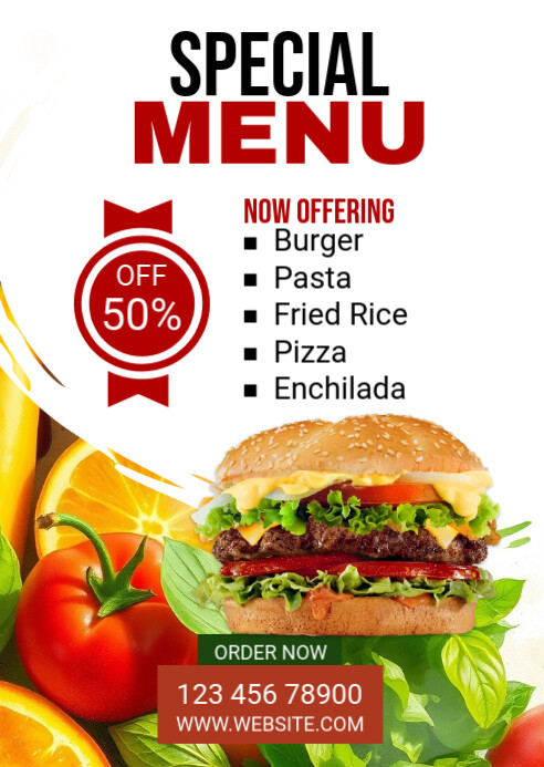 Maximalist Food Offer Design Template A6 | PosterMyWall