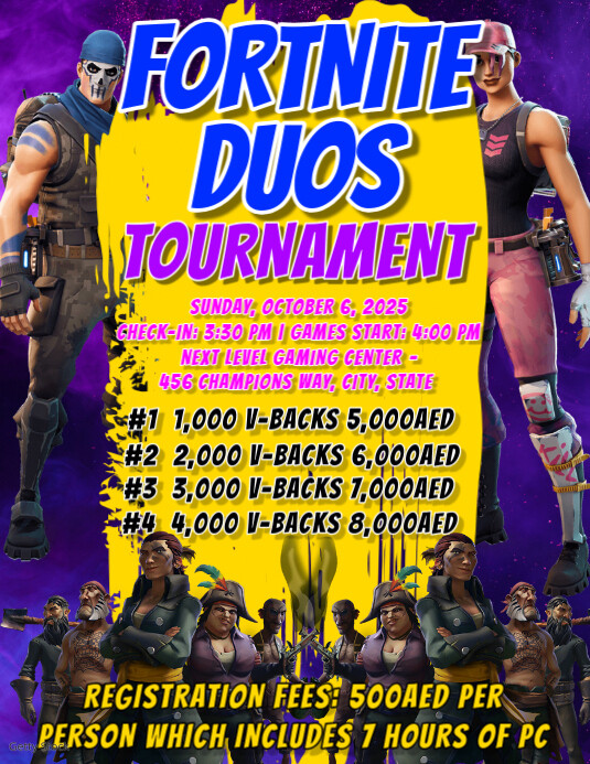Copy of Maximalist Fortnite Duos Tournament Flyer (us Letter ...