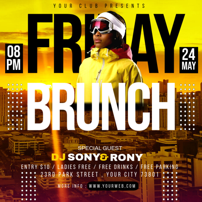 Maximalist Friday Brunch Instagram Post Template | PosterMyWall