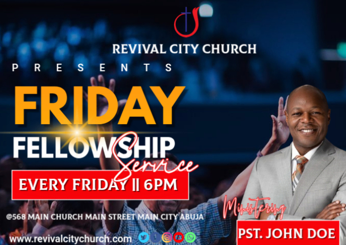 Maximalist Friday Fellowship Service Postcard Template | PosterMyWall