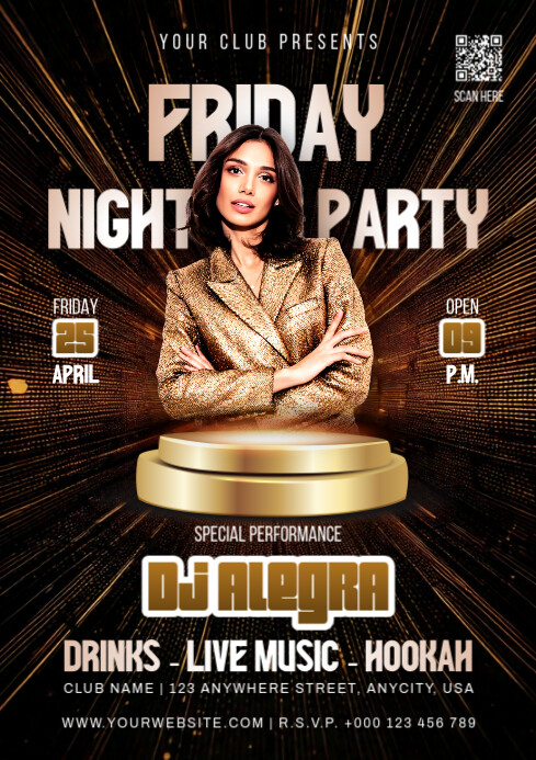 Maximalist Friday Night Party Event Poster A4 Template | PosterMyWall