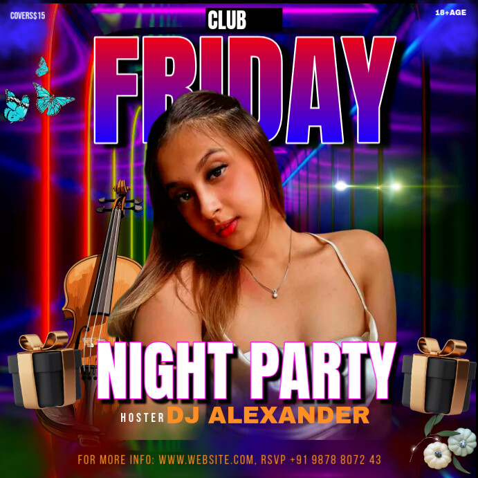 Maximalist Friday Night Party Instagram Post Template | PosterMyWall