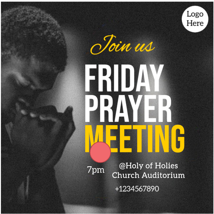 Copy of Maximalist Friday Prayer Meeting Church Event Man Praying Black ...