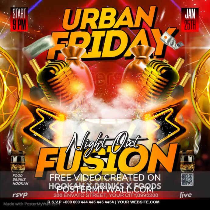 Plantilla de Maximalist Friday Urban Fusion Party Flyer Instagram Post | PosterMyWall