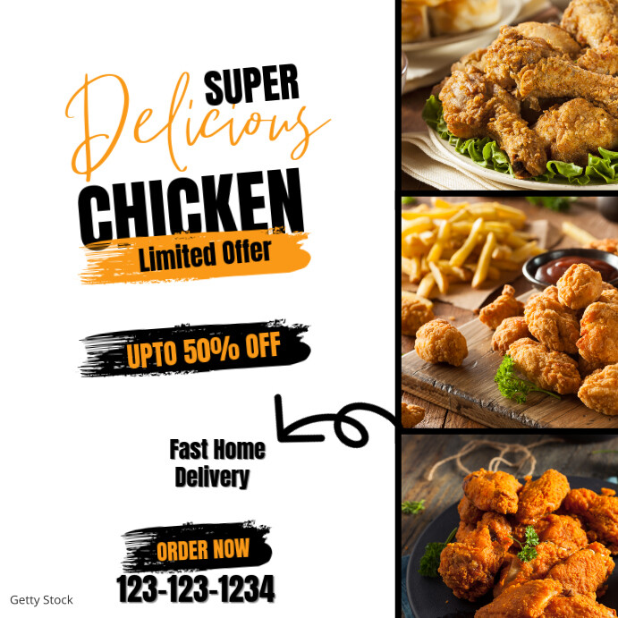 Maximalist Fried Chicken Instagram Post Modelo | PosterMyWall